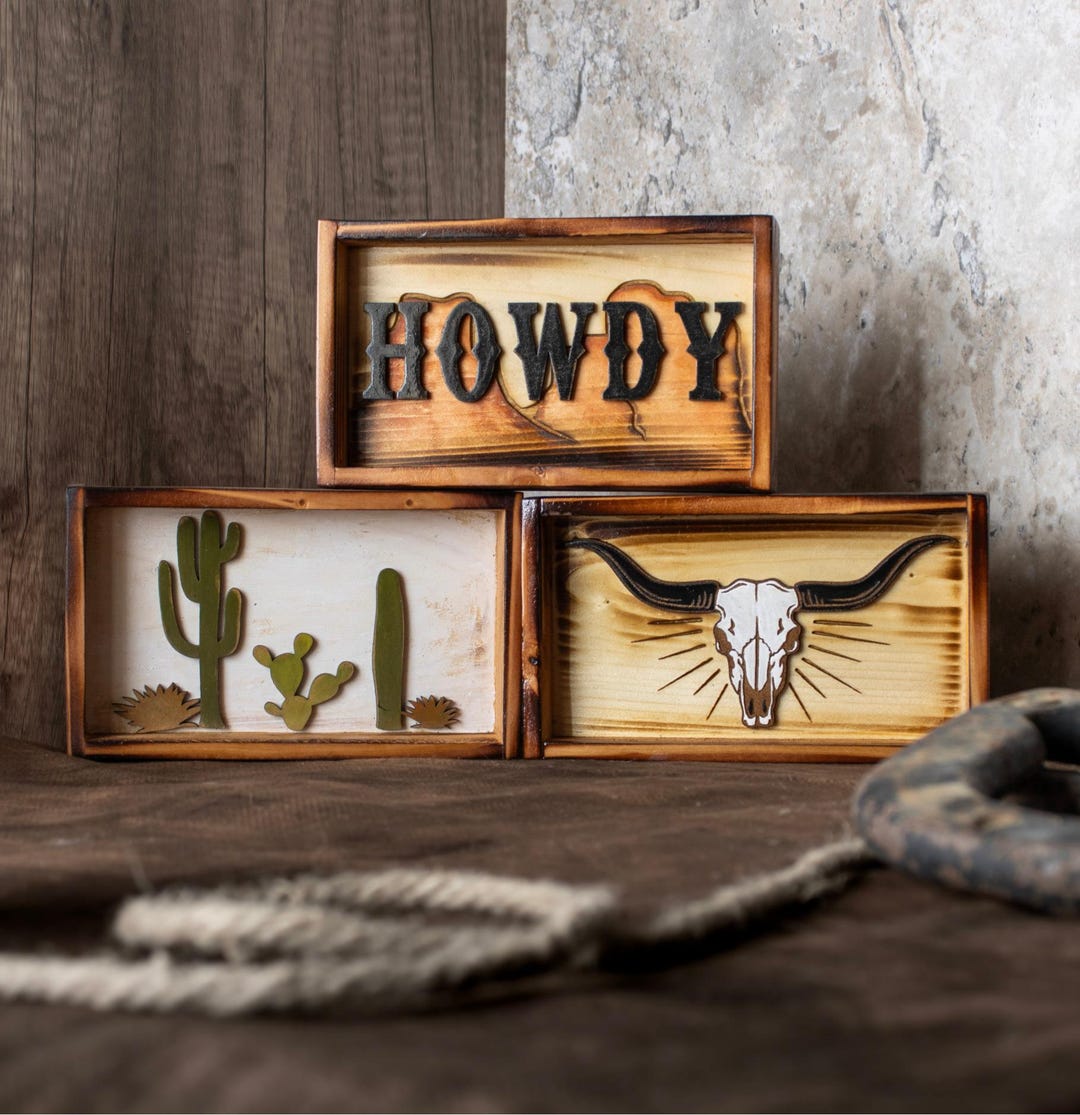 Rustic Western Shelf Sitters: Southwestern Tired Tray Decor - Etsy