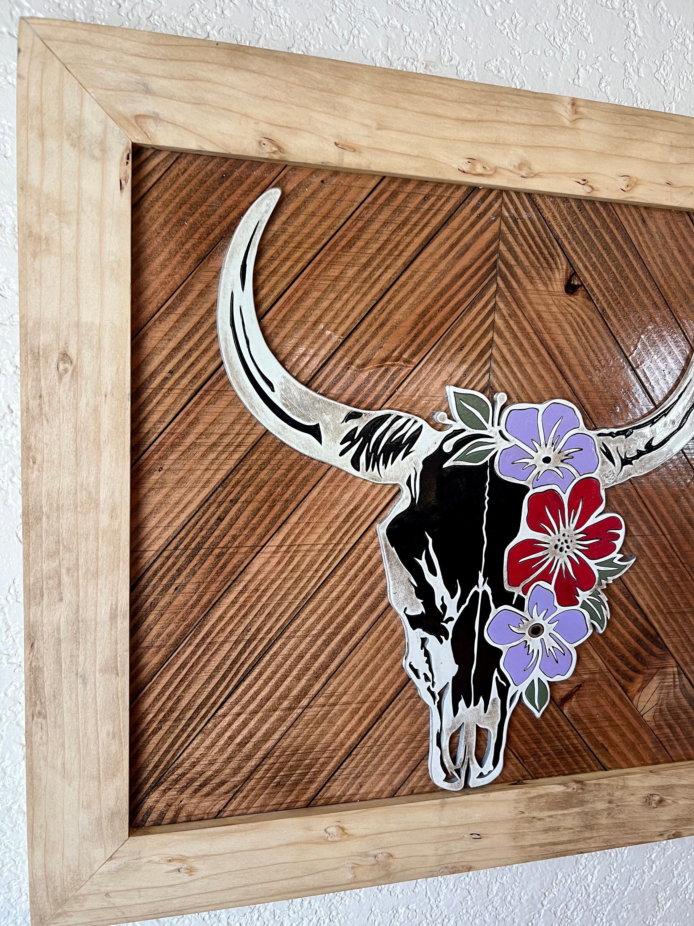Cow Skull Wood Sign, Western Wall Decor, Southwestern Decor, Cow Skull ...