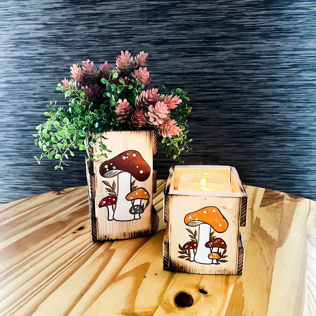 Hand Painted Boho Mushroom Rustic Wood Box, Whimsical Mushroom Decor - Etsy