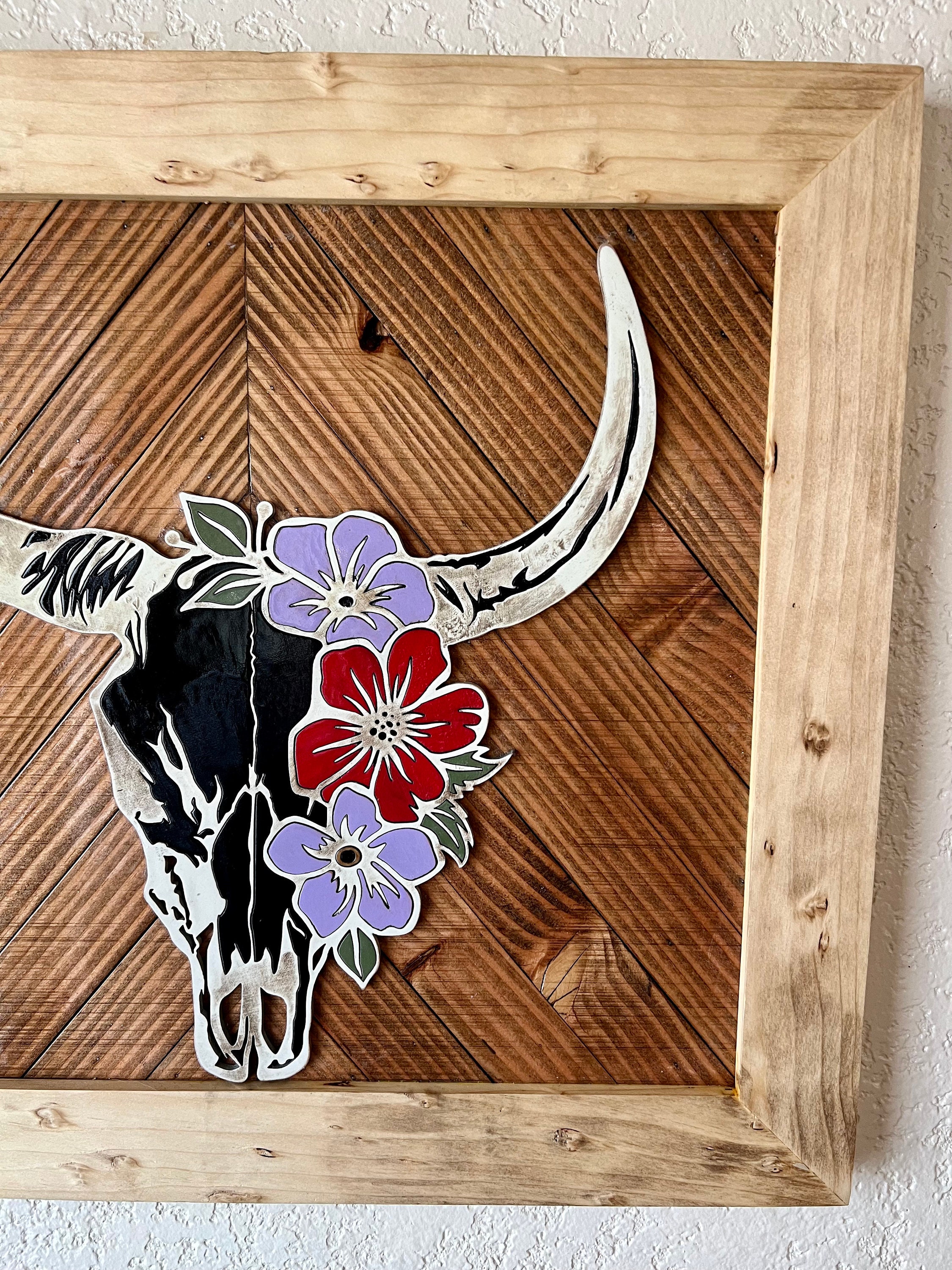 Cow Skull Wood Sign, Western Wall Decor, Southwestern Decor, Cow Skull ...