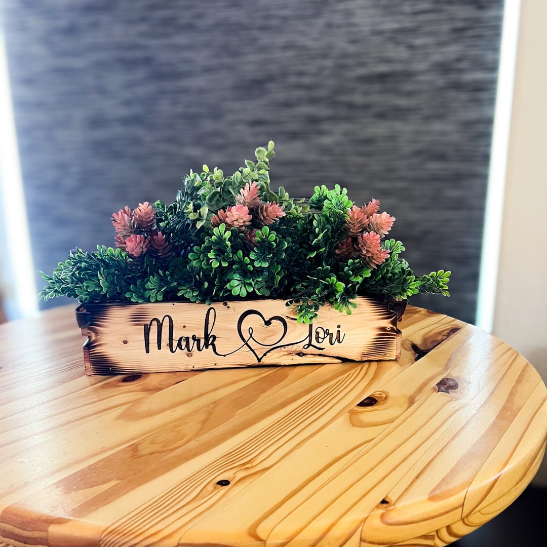 Personalized Rustic Wood Box, Handmade Planter Box, Wedding Decor ...