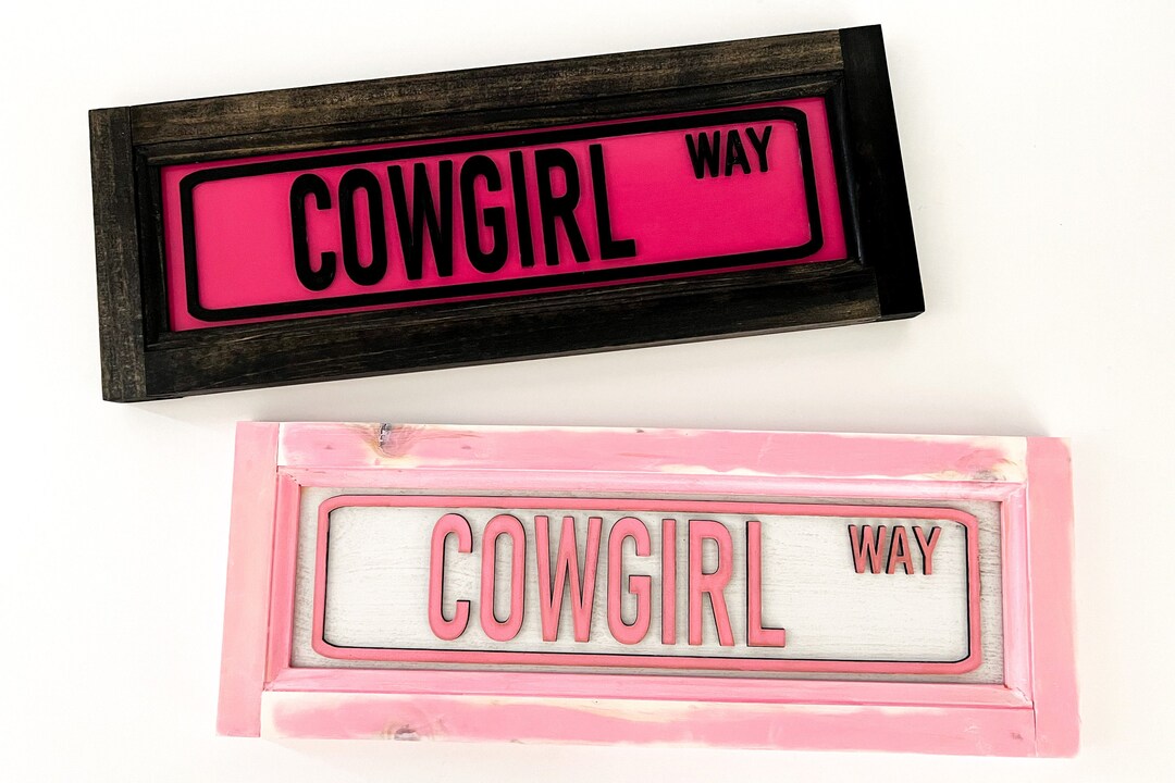 Pink Cowgirl Street Sign Wall Decor, Pink Coquette Cowgirl Sign, Rustic ...