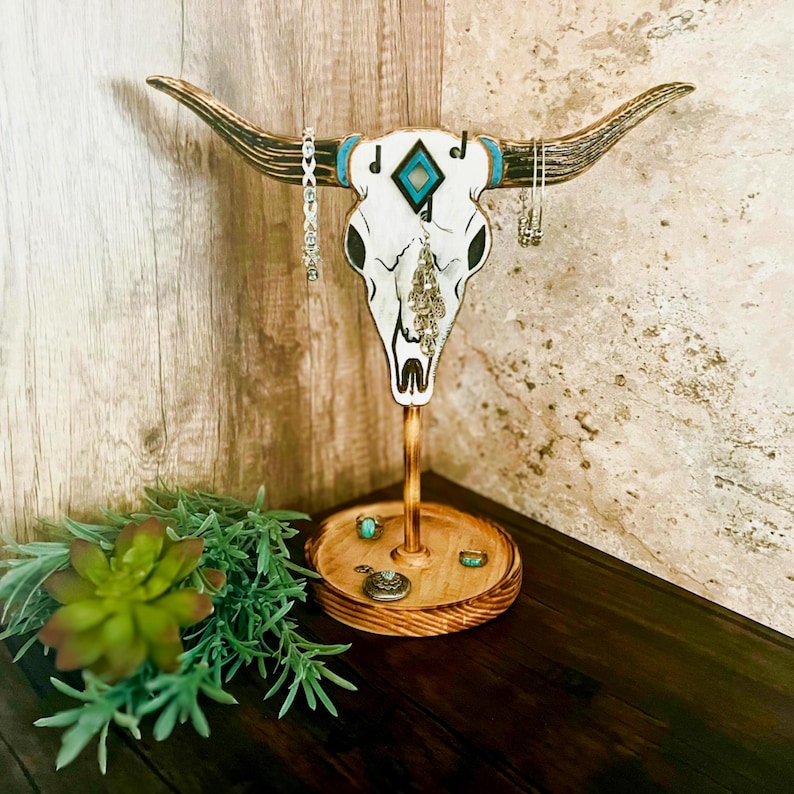 Rustic Longhorn Jewelry Stand: Western Bedroom Decor, Ring Dish - Etsy