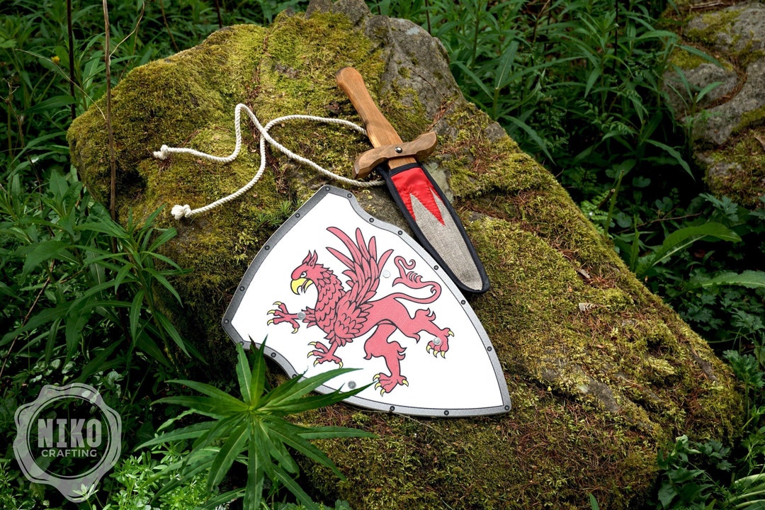 ᚠᛉᚢ Wooden Toy Sword With Shield and Scabbard FREE Personalization and ...