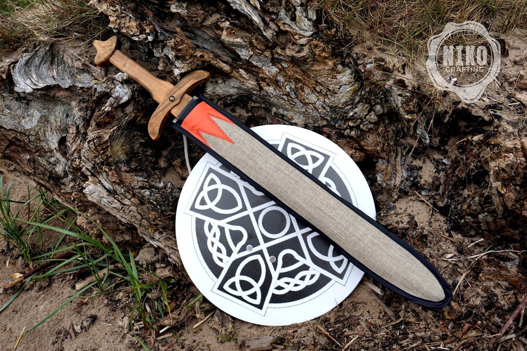 Wooden Viking Toy Sword With Scabbard and Shield. Medieval Wooden Sword ...