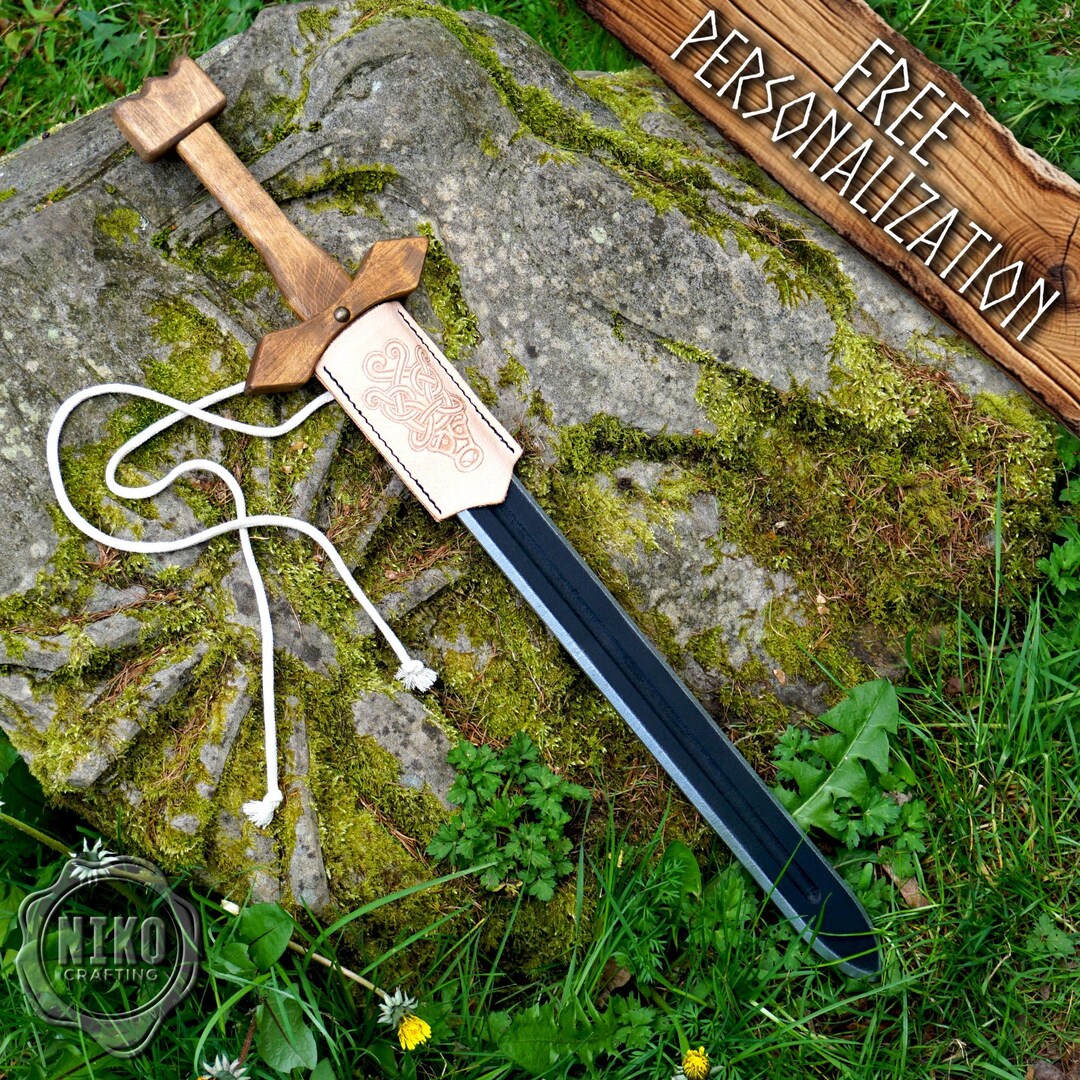 ᚠᛉ Viking Toy Sword With Free Scabbard sheath Type A Wooden Handmade ...
