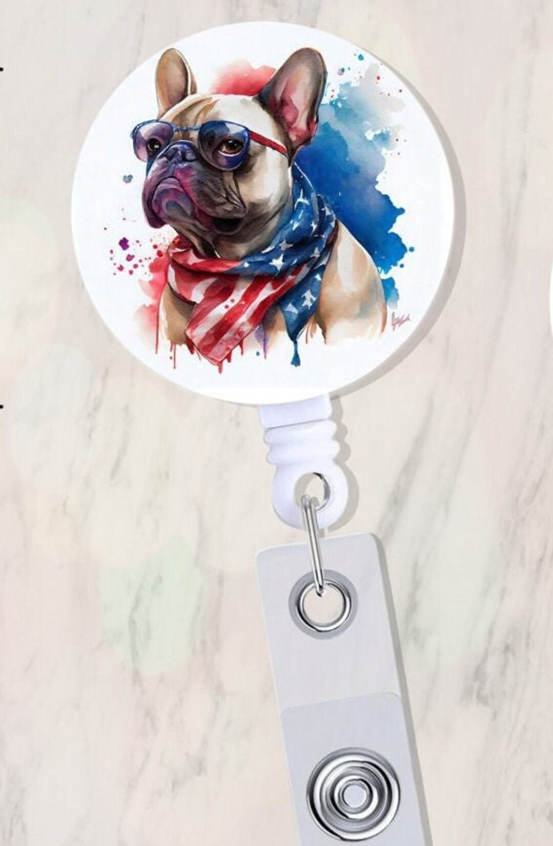 French Bulldog Patriotic Frenchie Badge Reel - Etsy