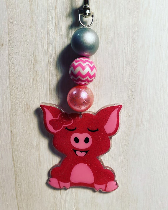 Pig keychain sitting piglet | Etsy