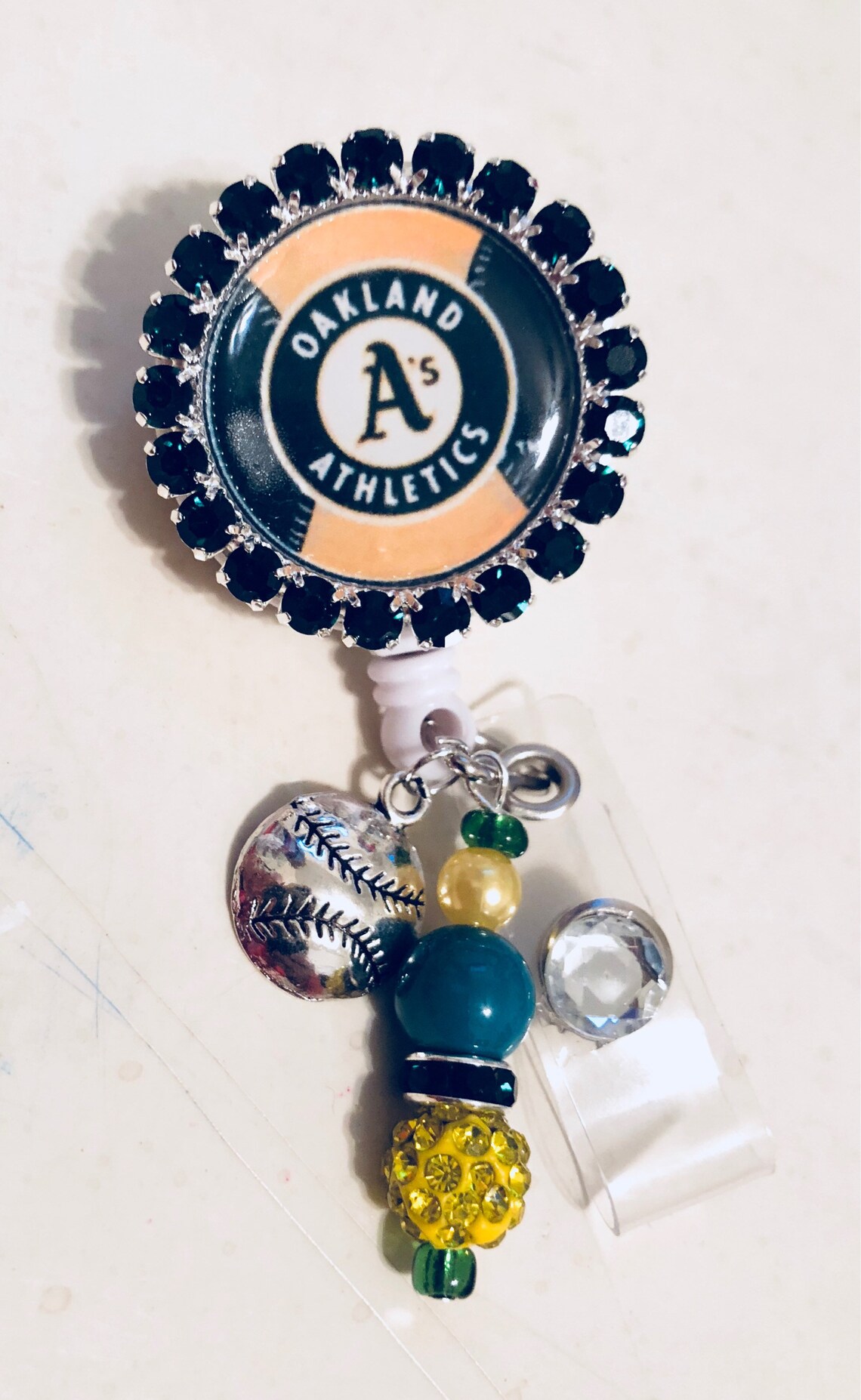 Baseball Custom Made Badge Reel Rhinestone - Etsy