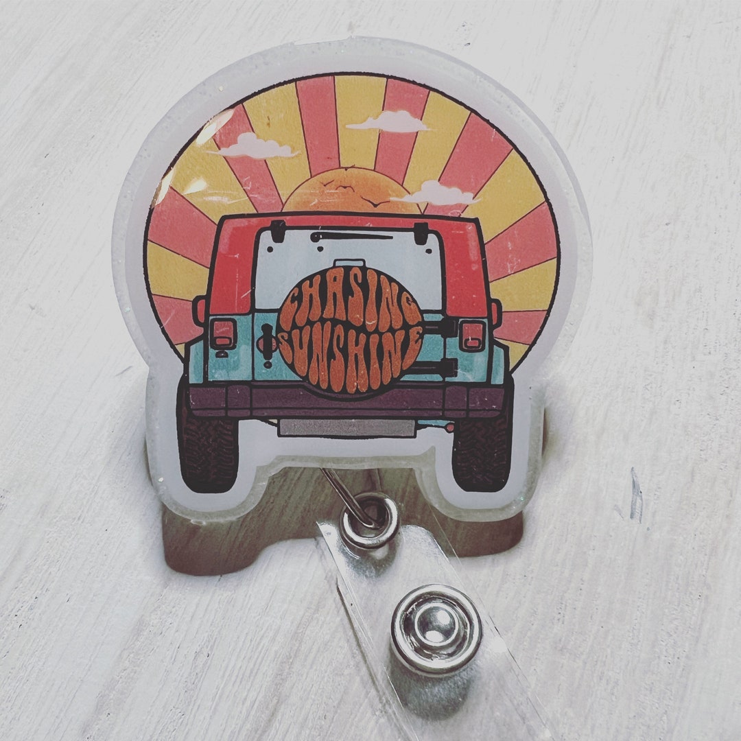 Recreation Vehicle Chasing Sunshine Badge Reel - Etsy