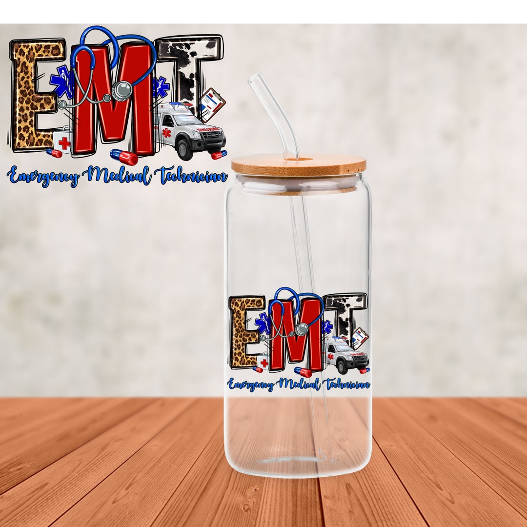 EMT EMS Paramedic Medical Glass Cup With Straw 16oz - Etsy