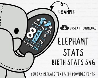 Elephant Birth Stats Svg | Etsy