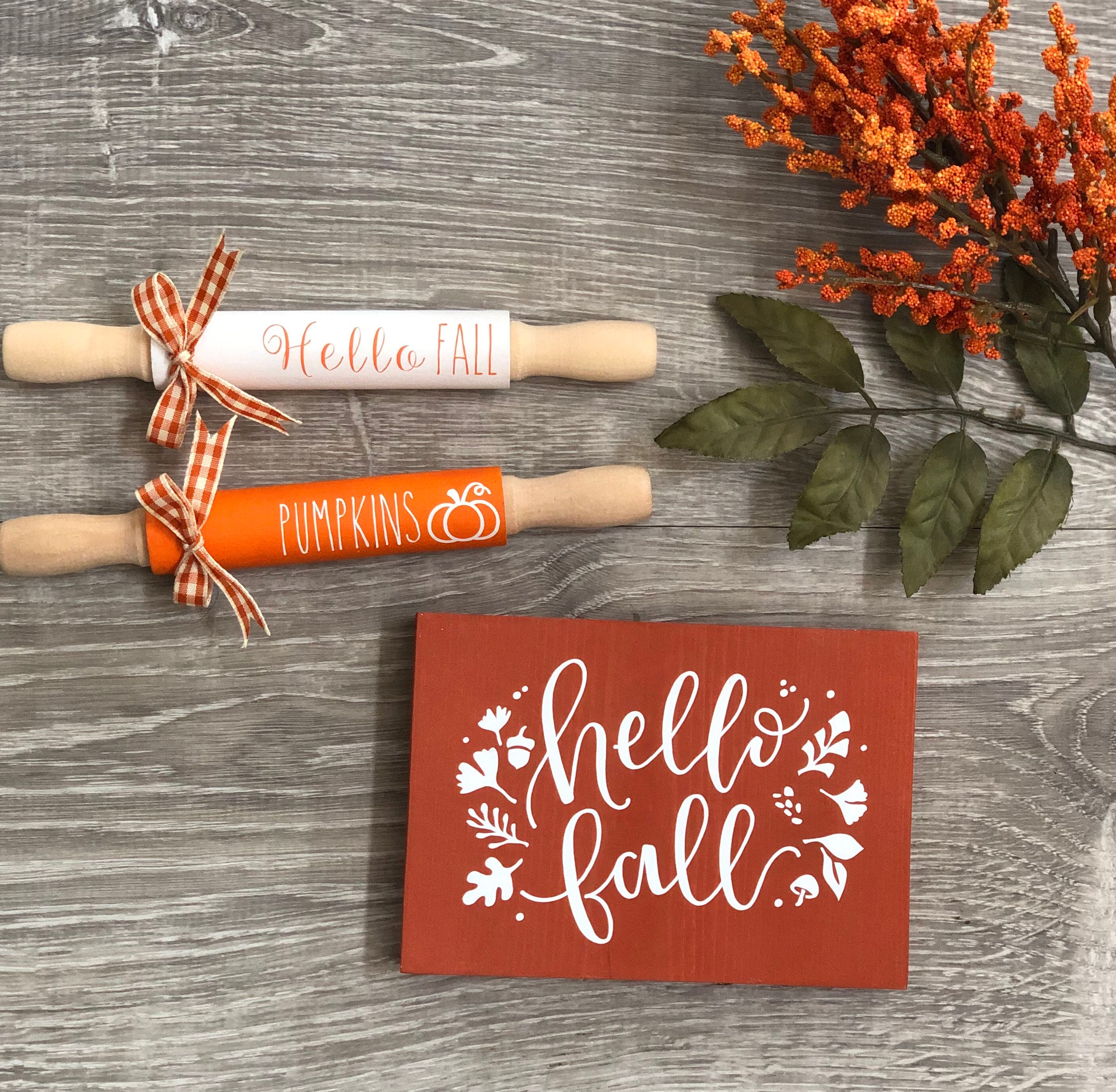 Hello Fall tiered tray decor | Etsy