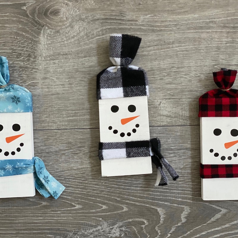 Wooden Block Snowman - Etsy
