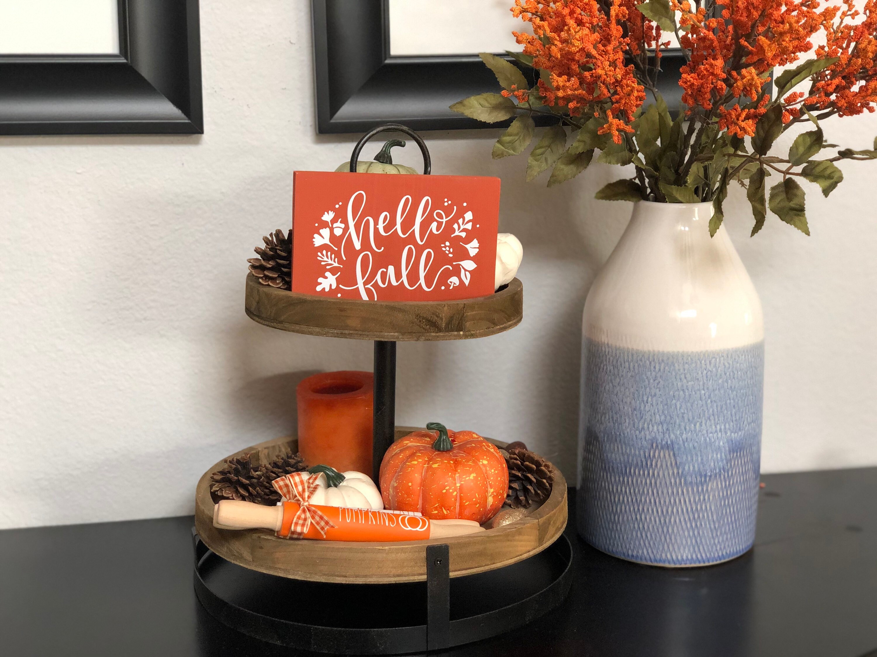 Hello Fall tiered tray decor | Etsy