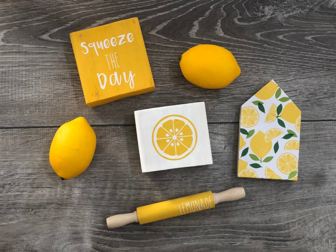 Lemon Tiered Tray Decor - Etsy