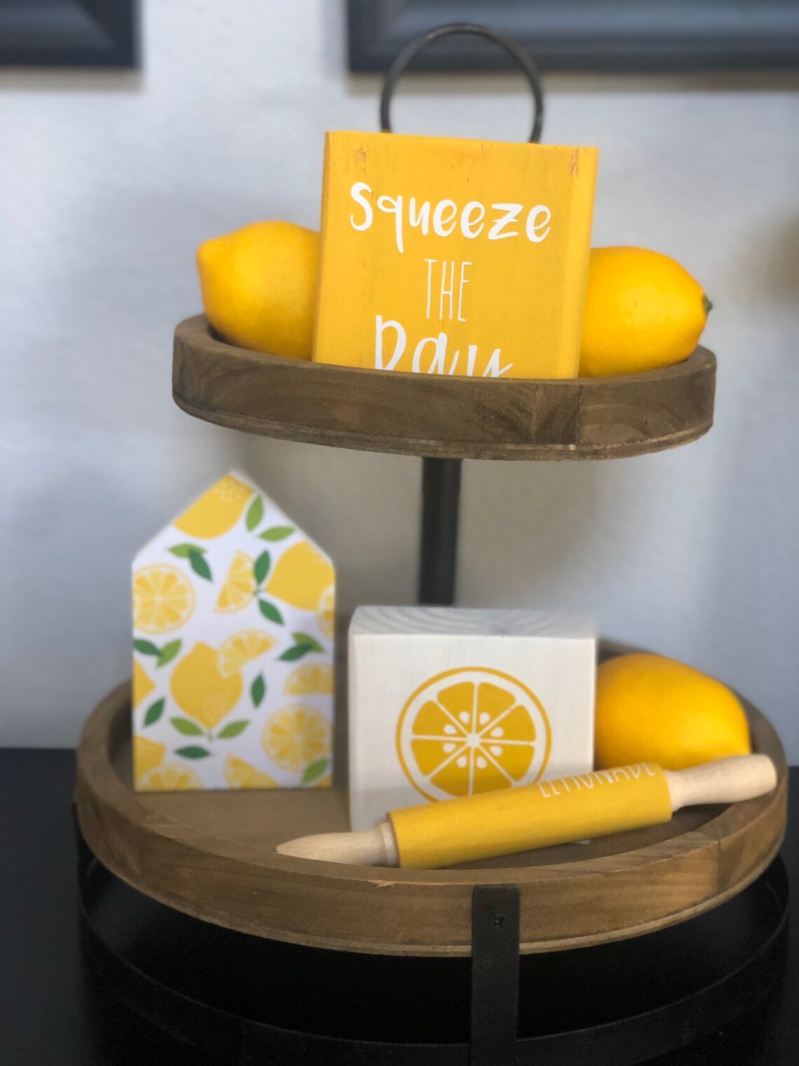 Lemon Tiered Tray Decor - Etsy
