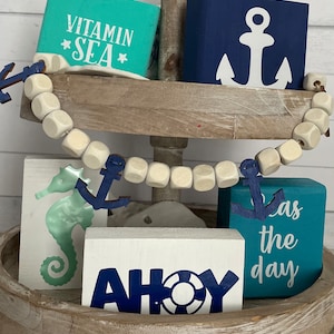 Beach/nautical Tiered Tray Decor - Etsy