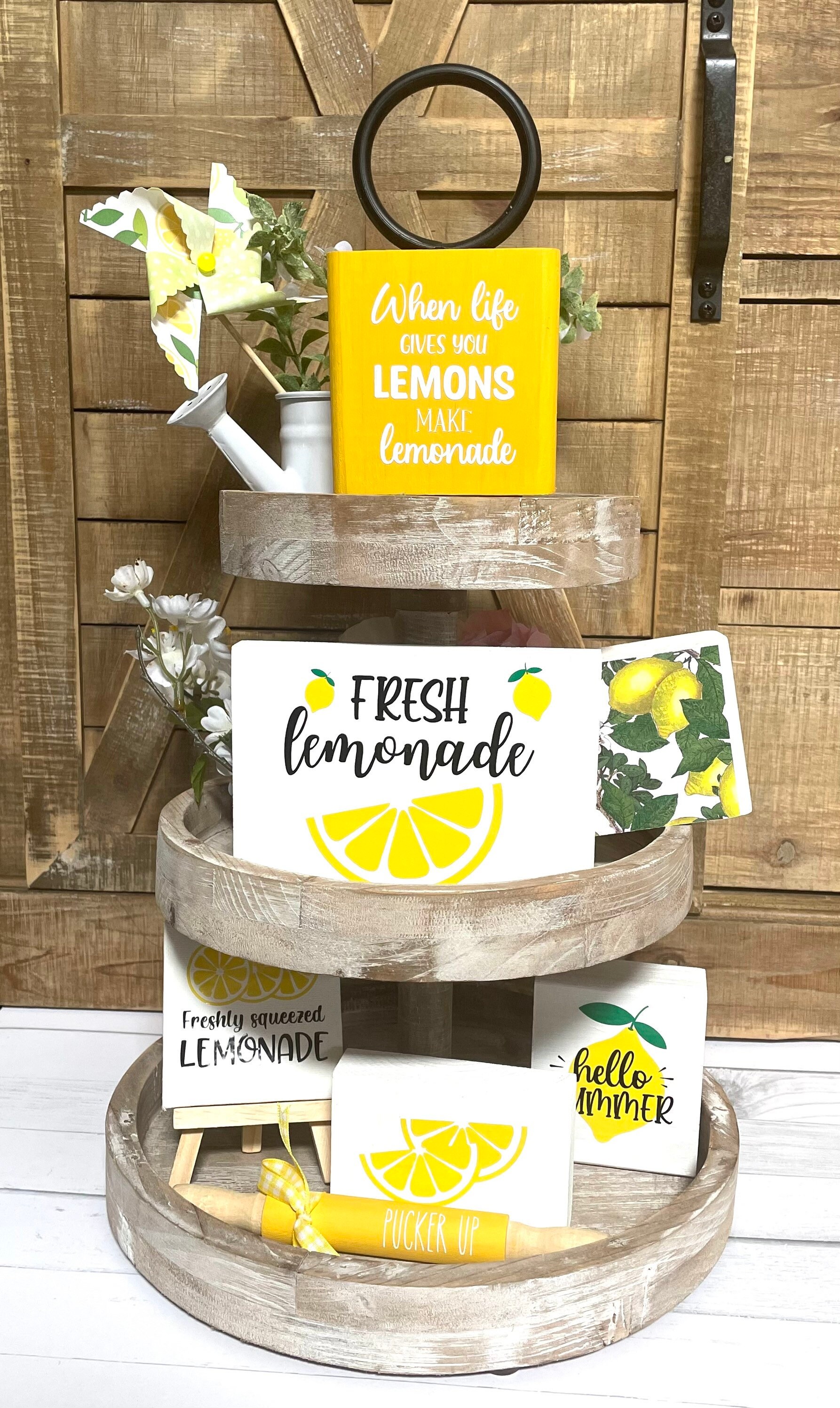 Lemon Tiered Tray Decor - Etsy