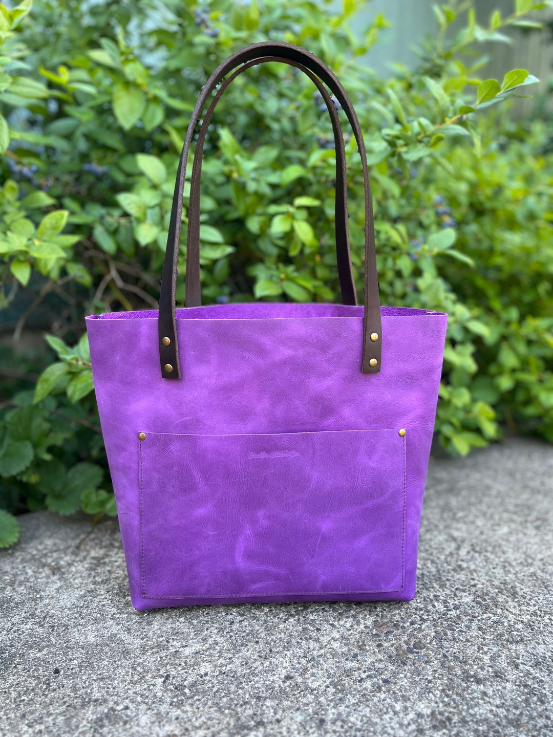 The Forest Leather Tote Bag in Amethyst - Etsy