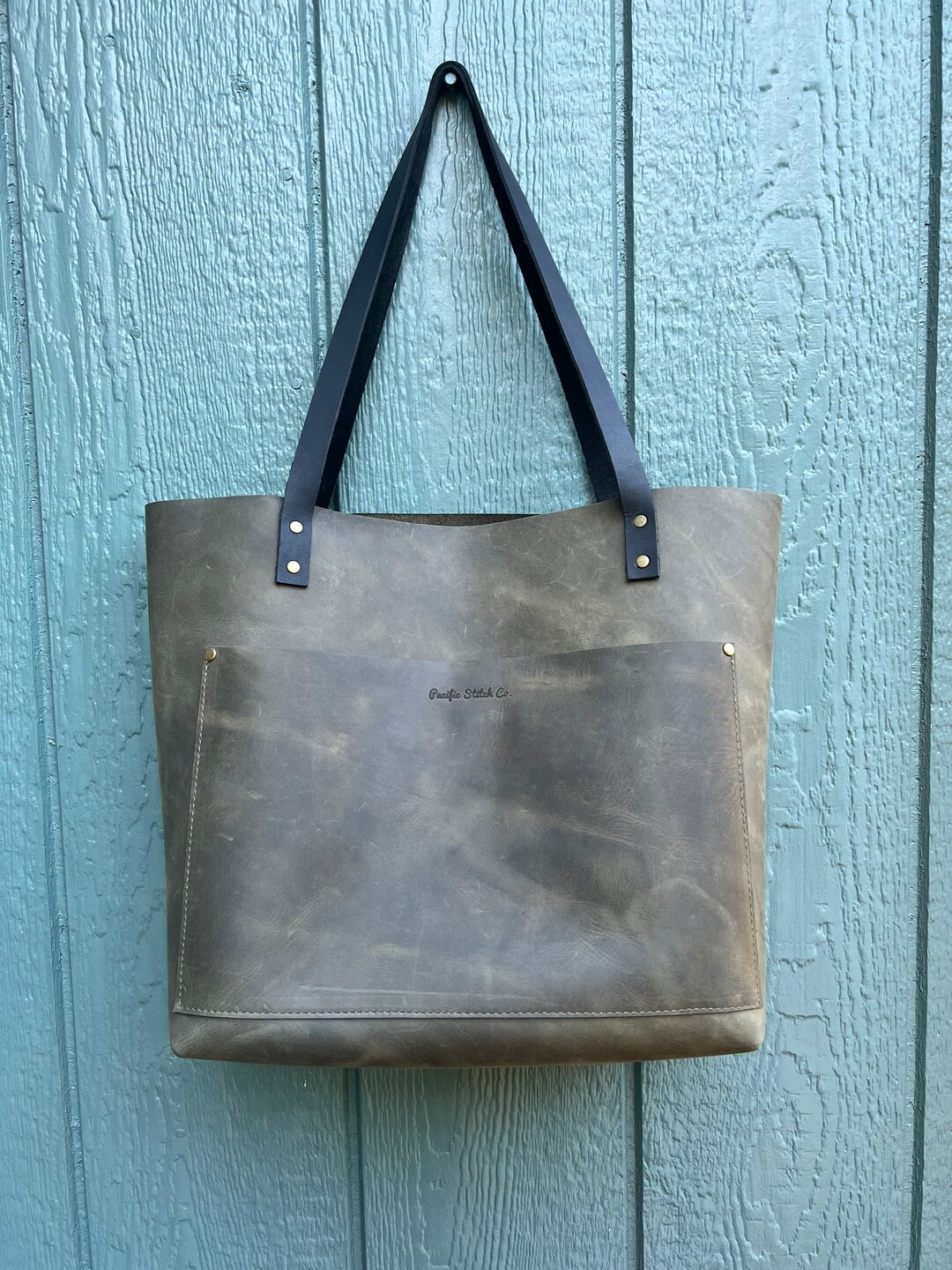 The Forest Oversized Leather Tote Bag in Olive - Etsy