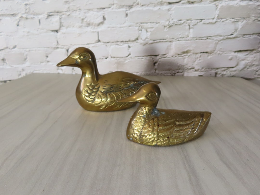 Vintage Brass Duck Pair / Figurine Statue Brass Animal Brass Figurine ...