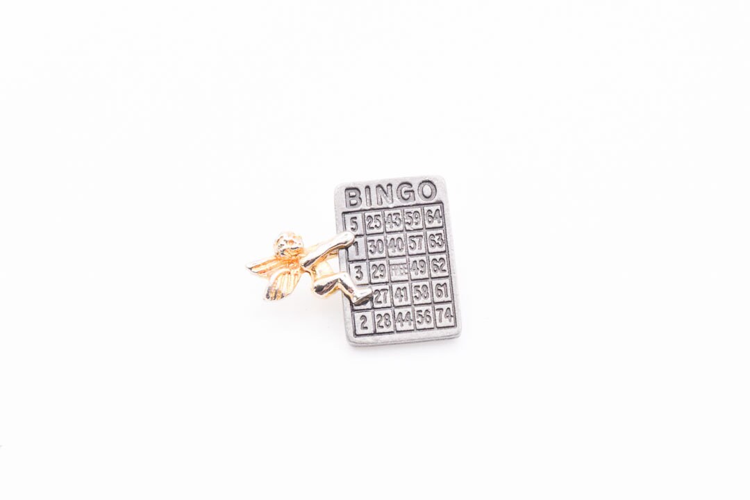 Gold Angel Bingo Card Pin | Vintage Pin | Metal Pin | Jacket Pin ...