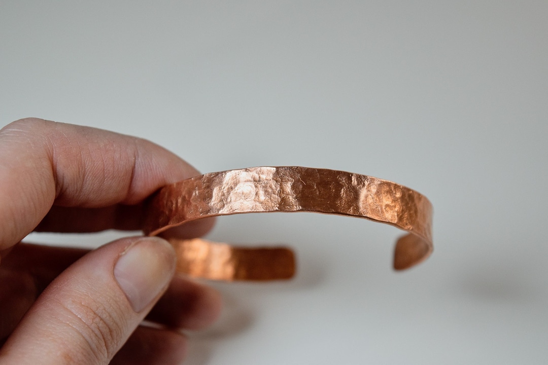Bracciale in rame da uomo / Gioielli in rame unisex / Bracciale largo ...