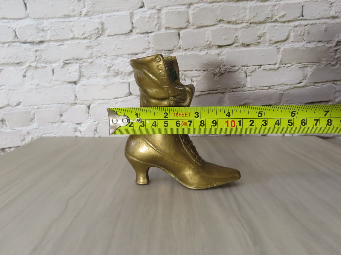 Vintage Brass Victorian Boot Shoe Figurine Statue Home Decor Bookshelf ...