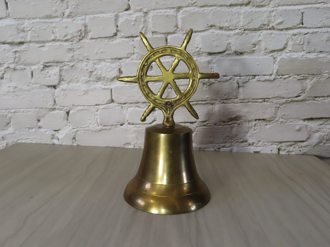 Vintage Solid Brass Bell Ship Wheel Nautical Historical Decor Home ...