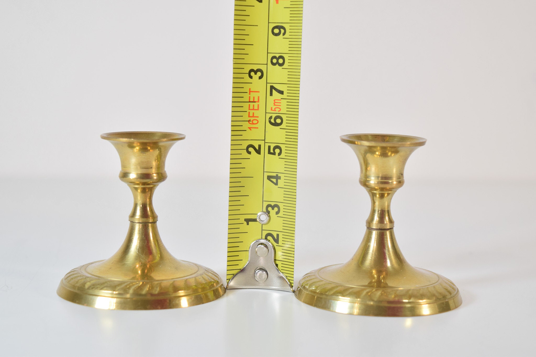 Vintage Brass Candle Holders / Small Short Candlestick Holders / Retro ...