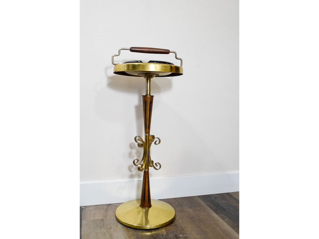 Vintage Brass Ashtray Standing Floor Pedestal Smoking Stand Art Deco ...
