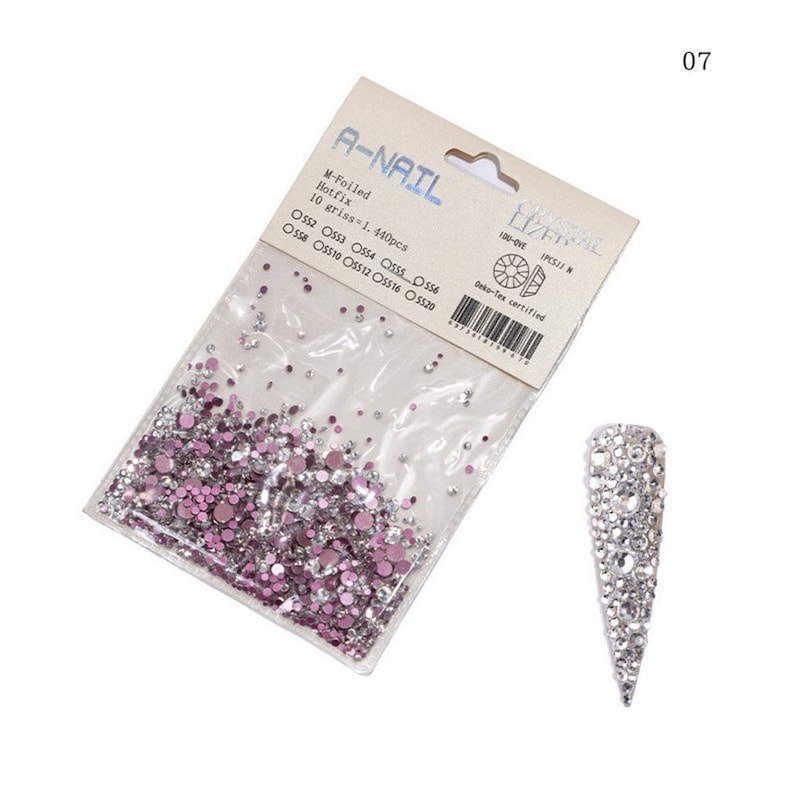 Mix Sizes 1440pcs/pack Nail AB Crystals Non Hotfix Flatback Nails ...