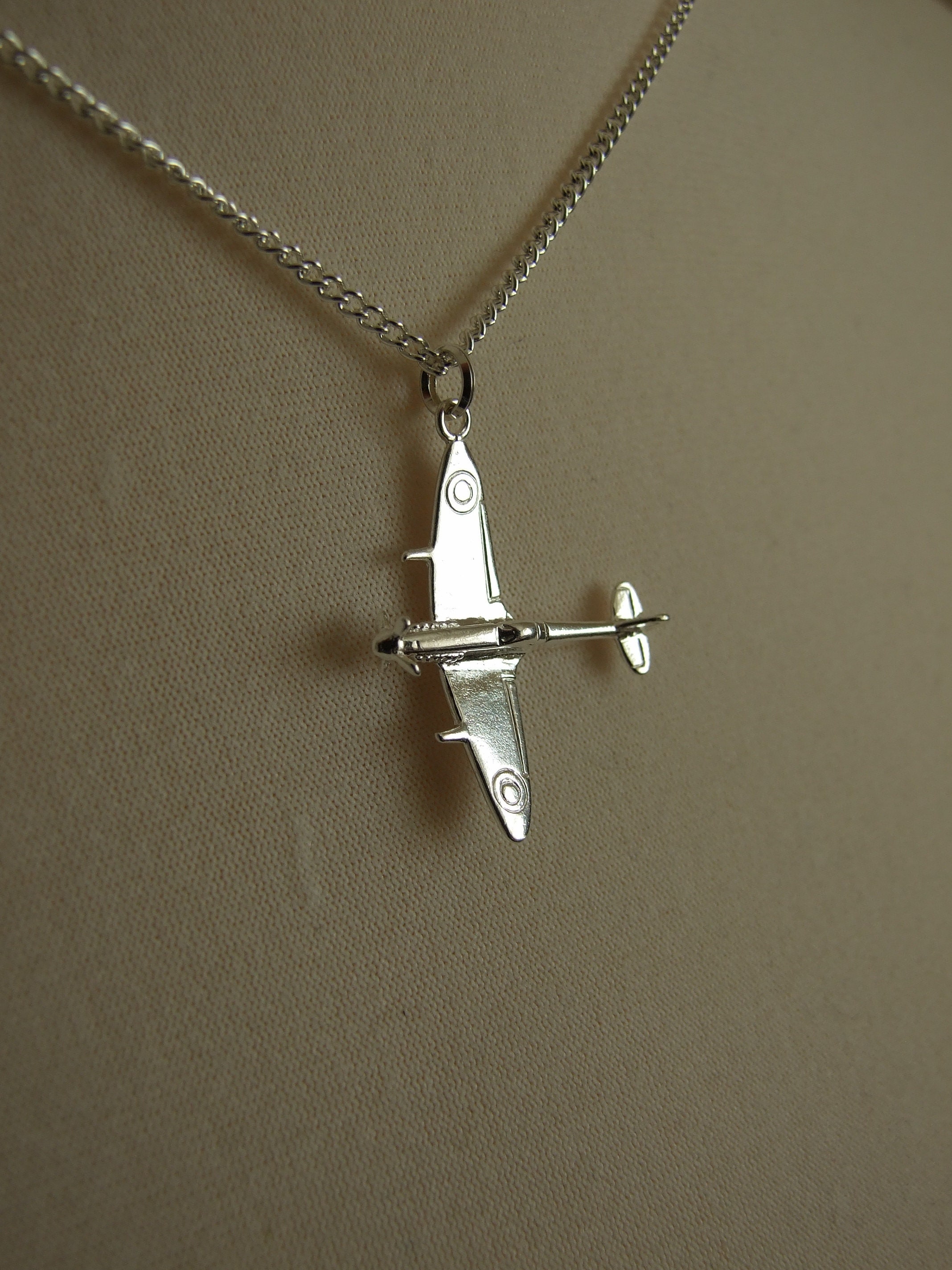 Spitfire Charm Necklace Sterling Silver RAF WW2 Fighter - Etsy UK