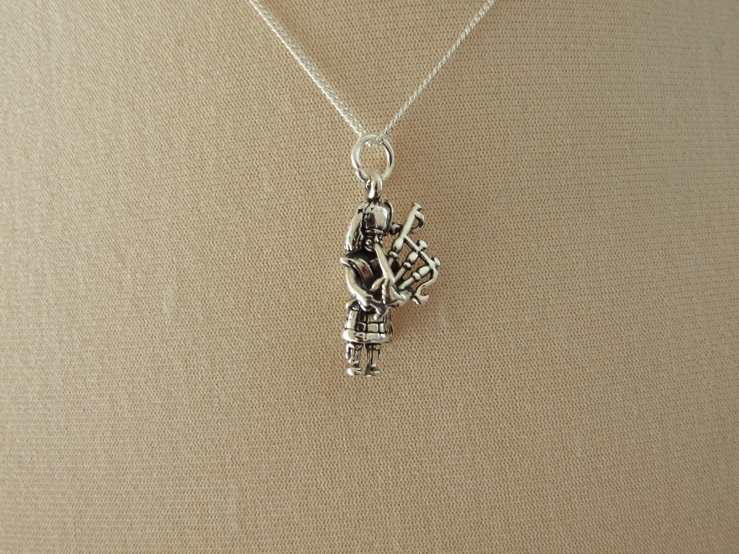 Scottish Piper Charm Pendant Necklace in Sterling Silver | Etsy