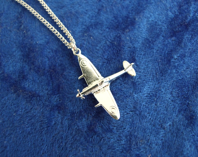 Spitfire Charm Necklace Sterling Silver RAF WW2 Fighter Aeroplane ...