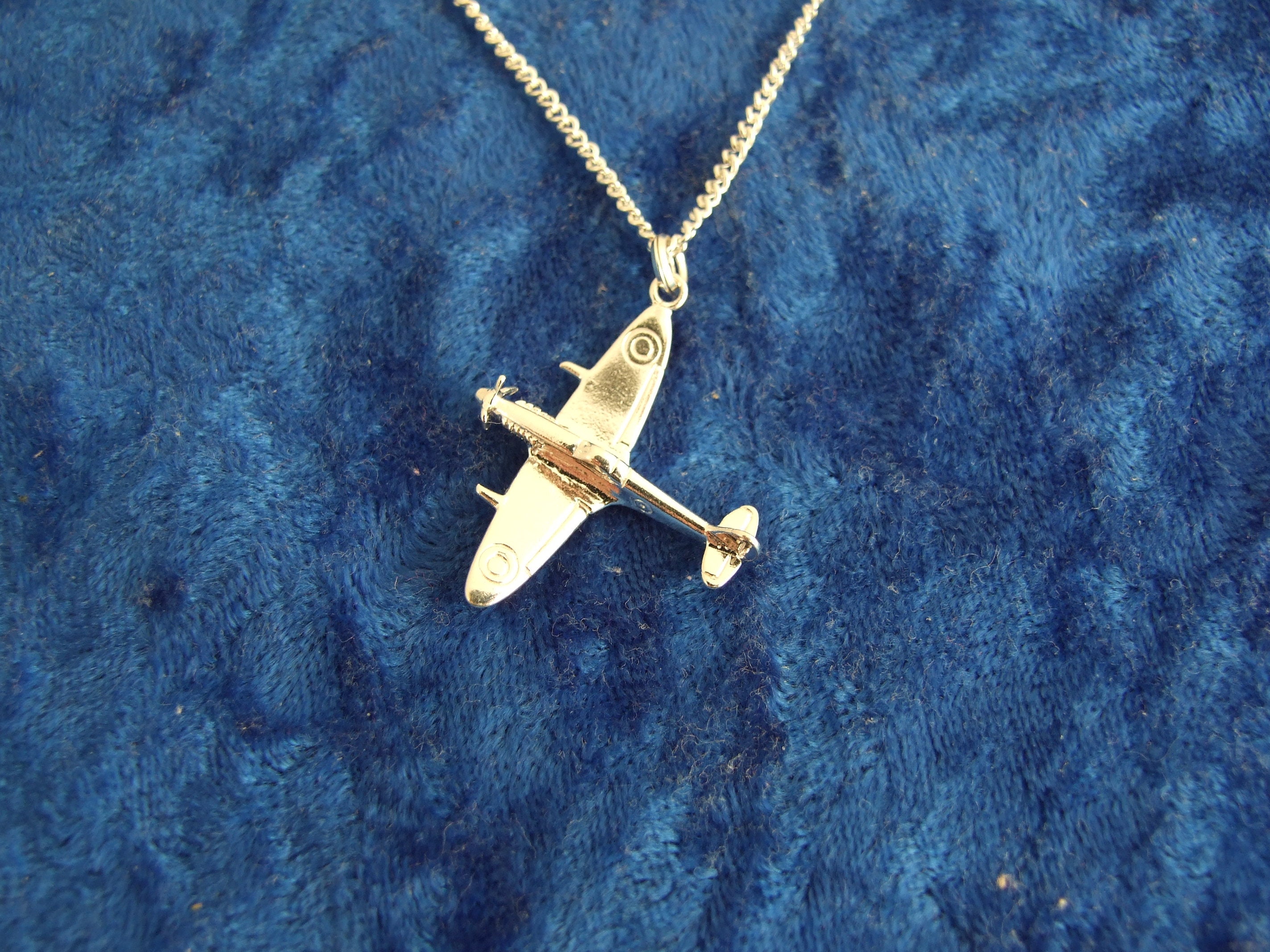 Spitfire Charm Necklace Sterling Silver RAF WW2 Fighter - Etsy UK