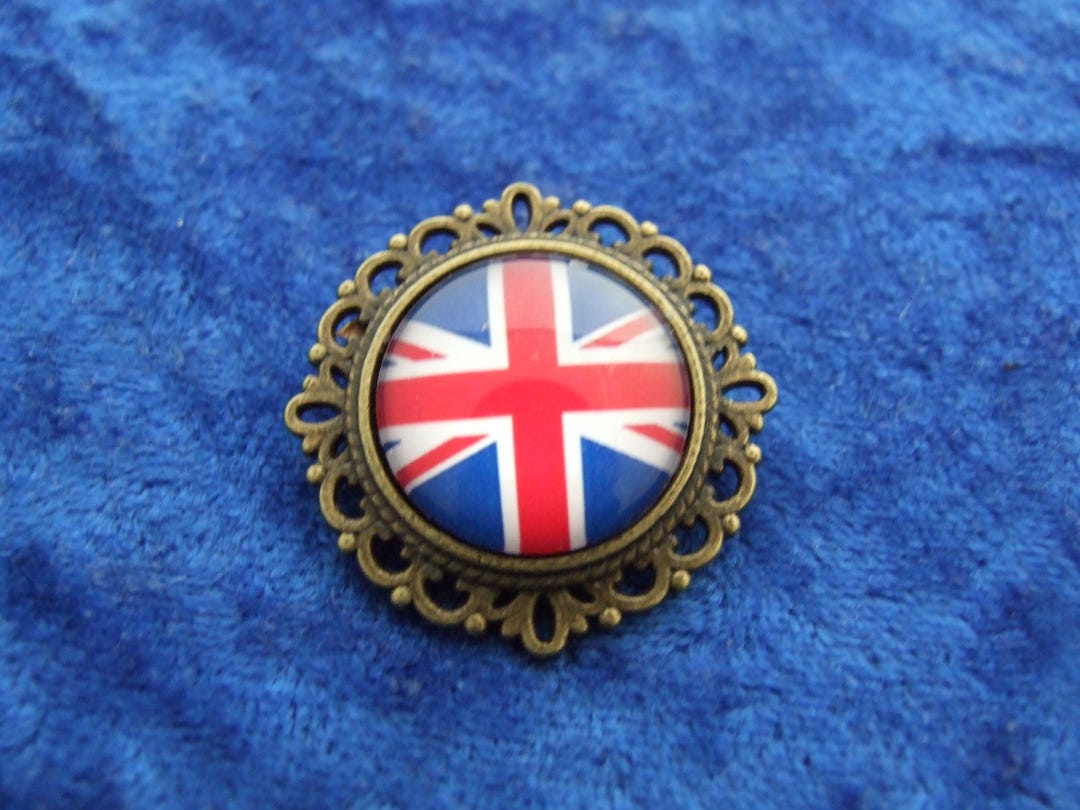 Union Jack British Flag Round Brooch in an Antique Bronze Setting - Etsy