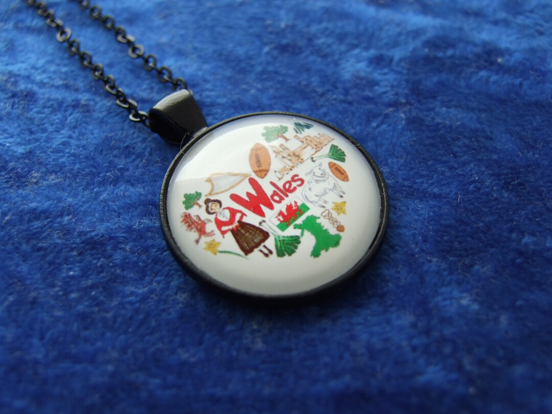 Wales Pendant Featuring Symbols of Wales - Welsh Fun, Colourful Pendant ...