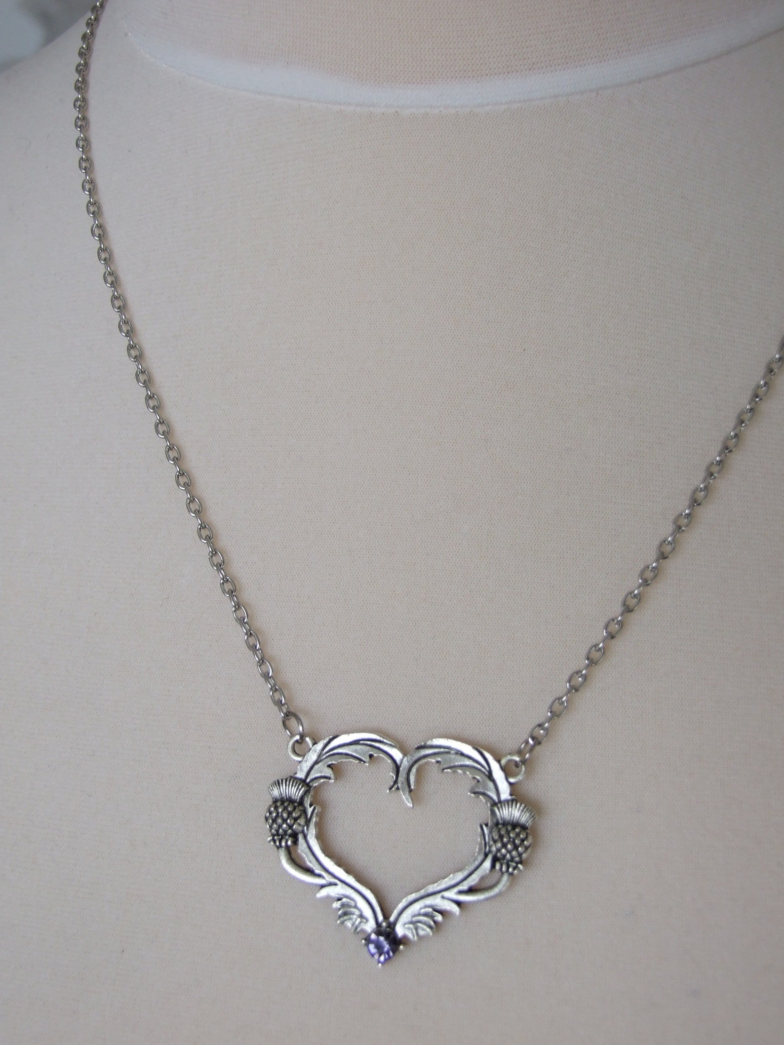 Thistle Heart Pendant Necklace Scotland Romantic Scottish - Etsy