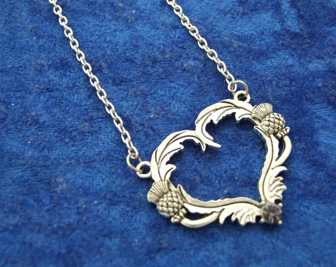 Thistle Heart Pendant Necklace Scotland Romantic Scottish Celtic ...