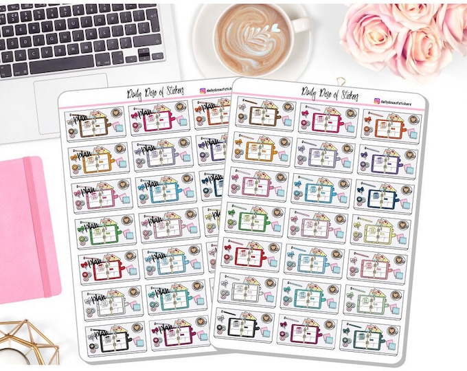 Desk With Planner Flat Lay Stickers Plan Stickers - Etsy