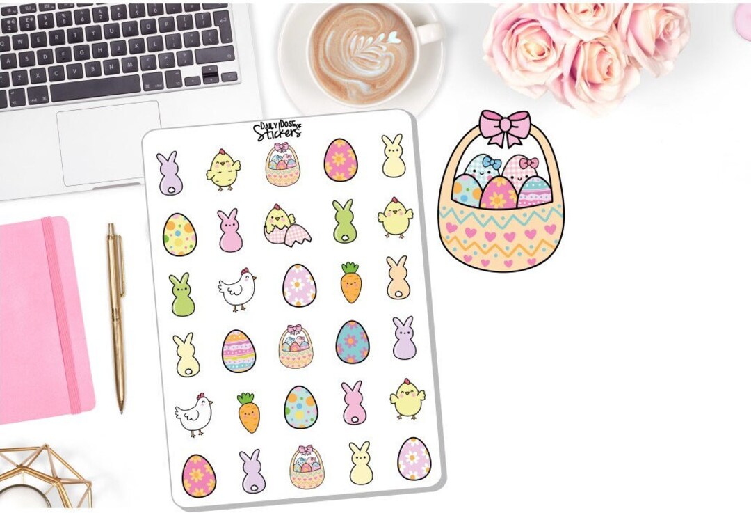 NEW! Easter Clipart Sticker Set - Easter Decor Stickers - Spring ...