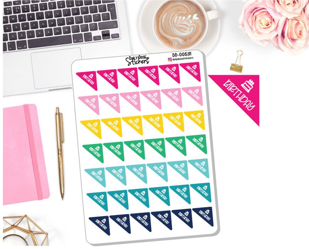 NEW! Birthday Stickers - Calendar Corner Stickers - Planner Stickers ...