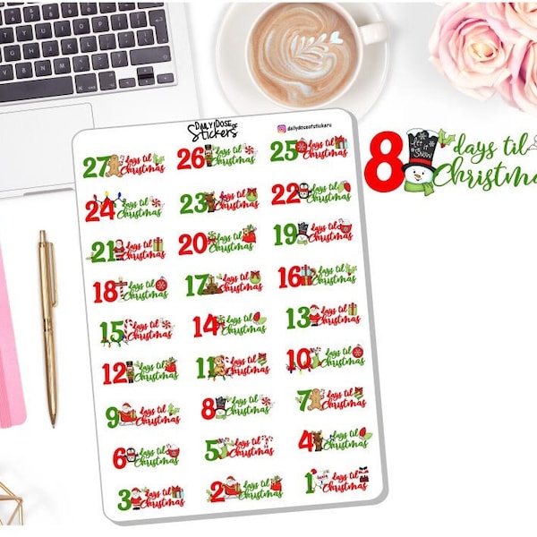 Christmas Countdown Stickers - Etsy