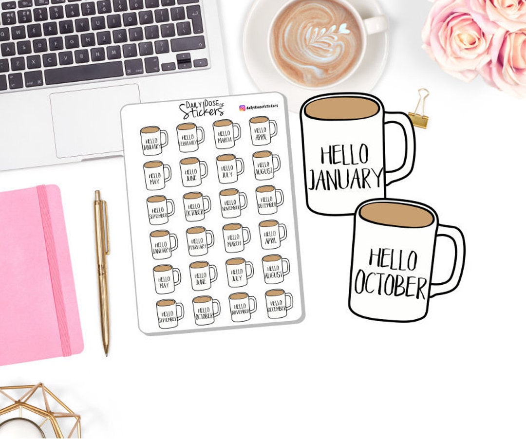 NEW! Hello Monthly's Coffee Mug - Hello January Thru December - Planner ...