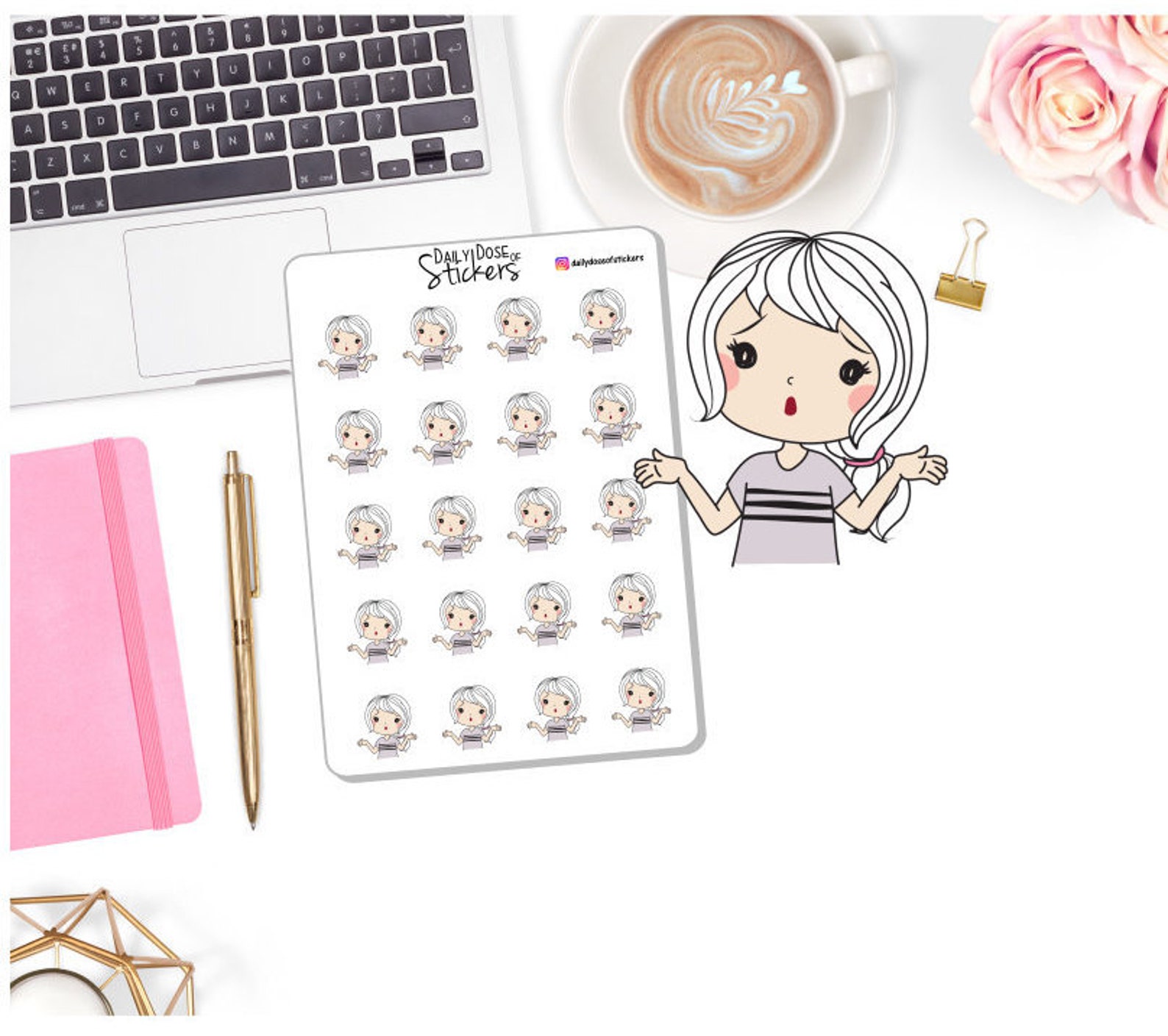 NEW Character Stickers Emotion Girl Willow Unsure | Etsy
