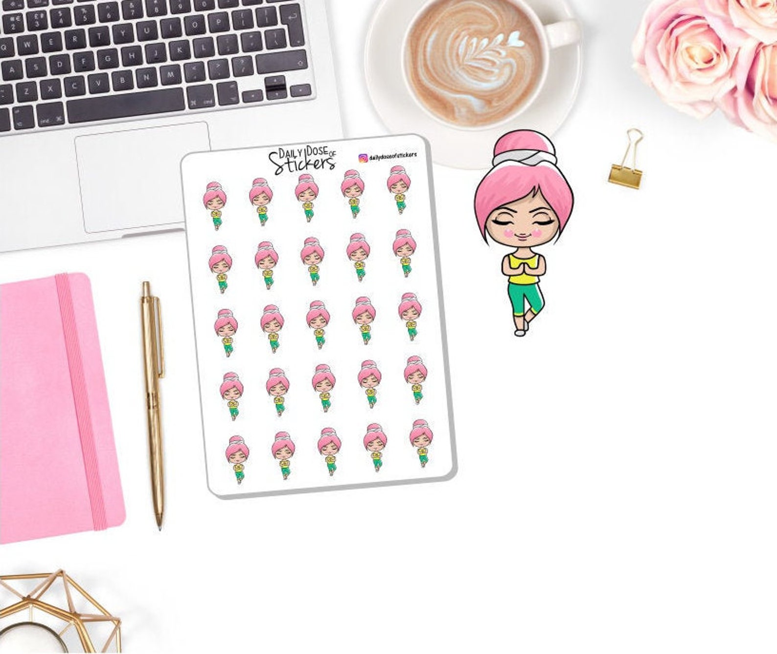 NEW Yoga Character Pink Hair Character Character - Etsy