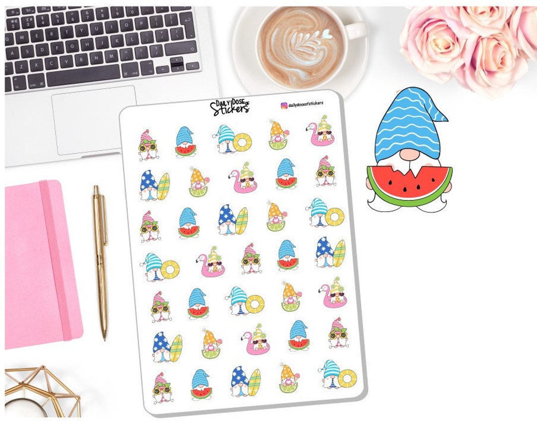 NEW Summer Gnome Sticker Set Gnome Stickers Summer - Etsy