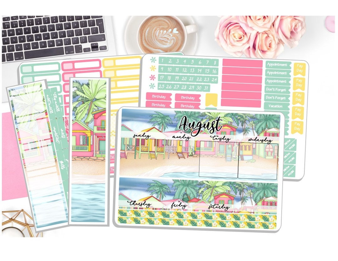 NEW! - Monthly August Sticker Kit -tropical Paradise -august Monthly ...